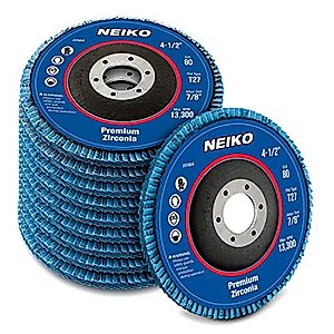 NEIKO 11116A 10 Pack Zirconia Flap Discs 4-1/2 for Angle Grinder, 40 Grit Flapper Wheel, Flat T27 Grinding Wheel 4.5 Inch Flap Disc, 7/8" Arbor Grinding Disc, Flap Wheel for Wood & Metal Sanding