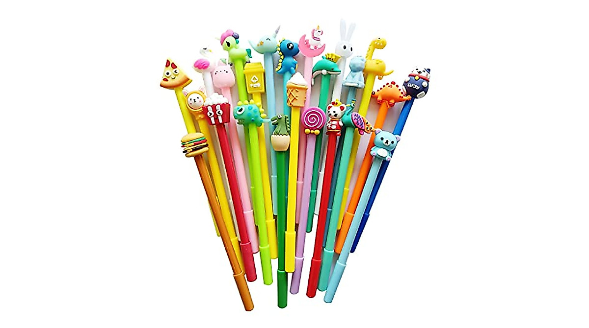 Cute Erasable Blue Gel Pens - 24 Pack for Kids and Students