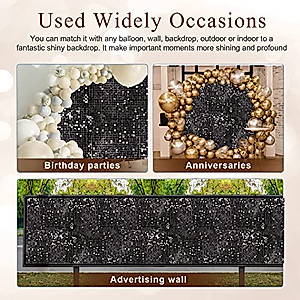 Ayfjovs 24 PCS Black Shimmer Wall Panels Sequin Shimmer Wall Backdrop, Black Back Drops Pack for Party Decorations Birthday Wedding & Engagement Anniversary Home Decor