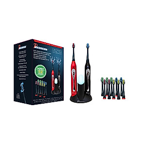 Pursonic S452BR Dual Handle Sonic Toothbrush with UV Sanitizer Black and Red