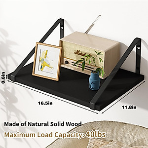 Fixwal Floating Shelves for Wall, 12 Inch Deep Black Shelves for Bedroom, Large Wall Shelf for Living Room, Kitchen, Bathroom, Laundry Room and Decor Storage