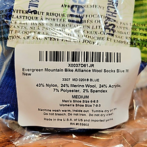 Evergreen Mountain Bike Alliance Wool Socks Blue L, Blue/Blue Toe