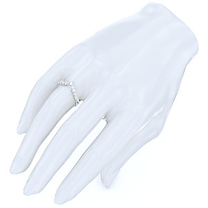 PRSTANI Solid Sterling Silver Slight V Shaped Curved Claws Set Simulated Diamond Matching Ring Wedding Band (6)