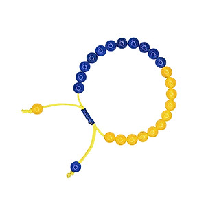 Ukraine Bracelet, Ukraine Flag Healing Crystal Bracelet - Ukraine Jewelry for Women Men Kids (Blue - Yellow Quartz Beaded)