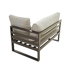 LOKATSE HOME 3-Piece Patio Furniture Outdoor Conversation Set Sectional Corner Sofa Metal Steel Couch Armrest Chair and Side Coffee Table, Grey