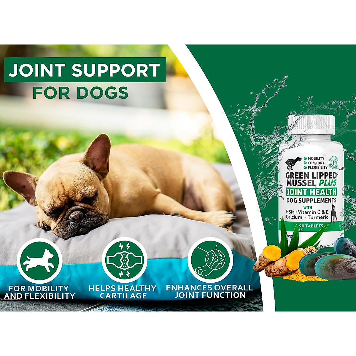 New Zealand - Green Lipped Mussel for Dogs - 1325mg 90 Caps - Hip & Joint Supplement for Dogs & Arthritis Relief for Dogs - GMO & Gluten Free