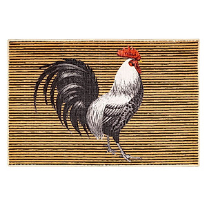 Benissimo Softwoven Rug, 24"x36" Front Door Mat, 85% Cotton Accent Area Rugs, Funny Animal Printed, Machine Washable, Runner Floor Mat for Washroom, Doormat, Kitchen Decor, Rooster Strut