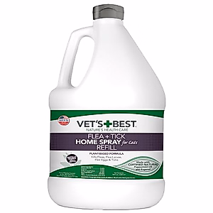 Vet's Best Flea and Tick Home Spray for Cats | Flea Treatment for Cats and Home | Plant-Based Formula | 96 Ounces Refill