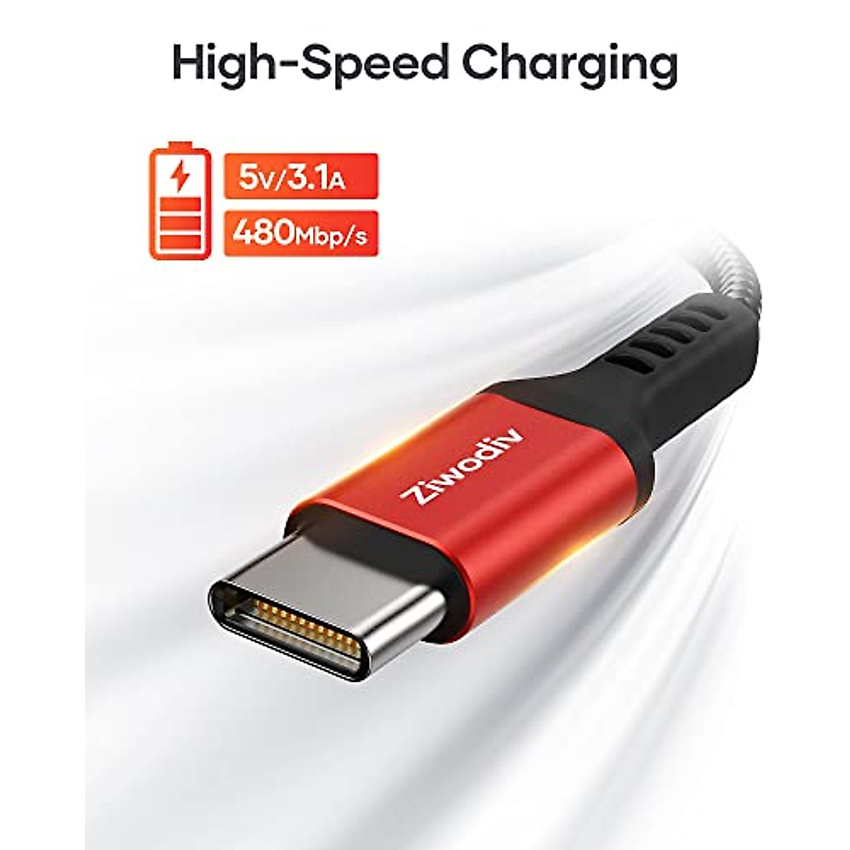 ziwodiv USB-C Cable, 2M/3.1A Type C to Type C Cable Nylon Braided USB A to USB C Cable, Fast Charging Cable Compatible with Samsung Galaxy S22 S21 S10 S9 Note 9 8, MacBook, iPad, Huawei, Xiaomi, Sony