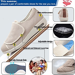 Women Slip On Shoes with Arch Support,Adjustable Closure Lightweight Breathable Swollen Feet Walking Edema Sneakers Men 4.5/Women 5.5 Black