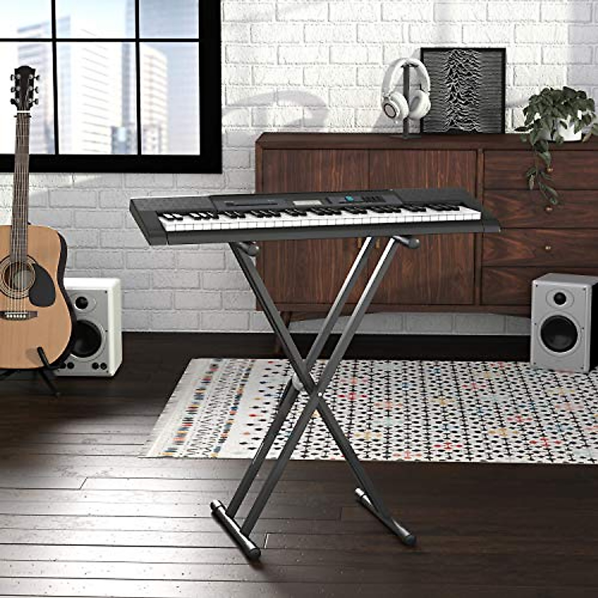 Amazon Basics Heavy-Duty Adjustable Keyboard and Piano Double-X-Shape, Stand, Black