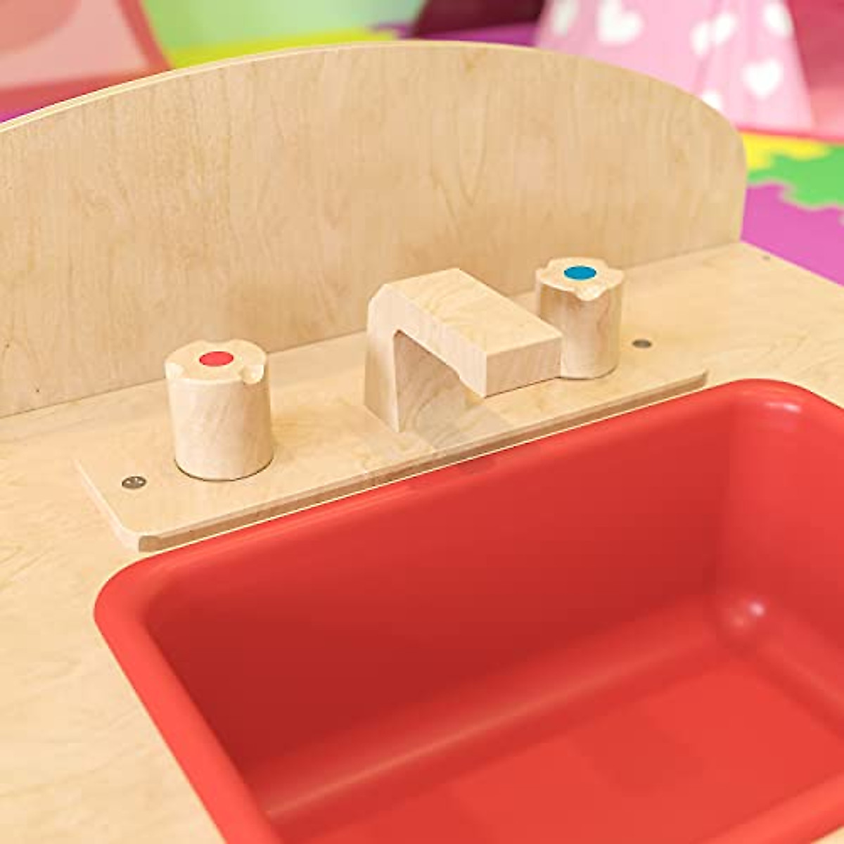 Flash Furniture Hercules Children's Wooden Kitchen Sink for Commercial or Home Use - Safe, Kid Friendly Design, Natural