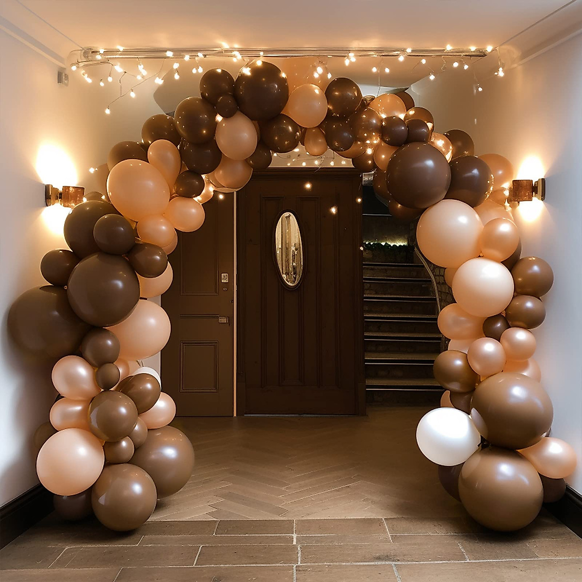 Black Balloons in Brown Balloons for Double-Stuffed Balloon Garland Kit, Coffee Brown Balloons Arch Different Sizes 18 Inch 12 Inch 5 Inch Balloon Arch for Baby Shower Anniversary Birthday Party Decor