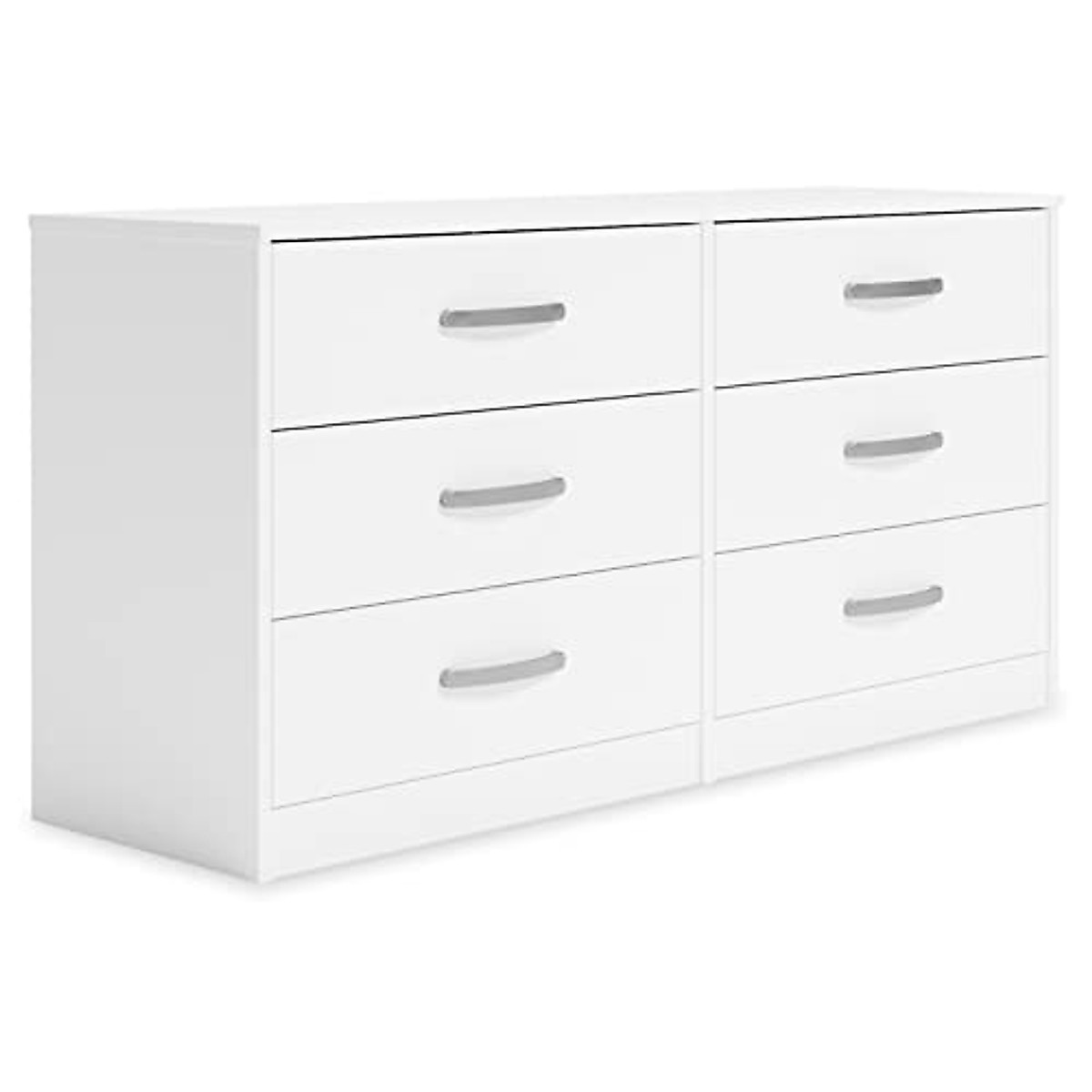 Signature Design by Ashley Flannia Modern 6 Drawer Dresser with Ball-bearing Construction and Safety Stop, White