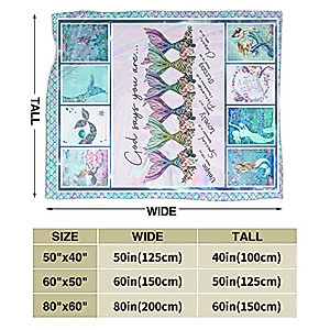 Mermaid Blanket for Girls Colourful Mermaid Throw Blanket Soft Cozy Warm Fuzzy Fleece Mermaid Bedroom Decor Blanket Gifts for Women Adults Couch Sofa Bedding 50"X40"