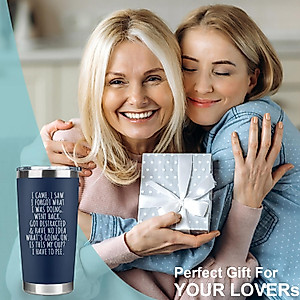 I Came I Saw I Forgot Tumbler - 20 oz Insulated Coffee Travel Mug with Lid & Straw - Funny Senior Citizen Gift for Men & Women, Retirement, Grandpa, Grandma, Old People Gag Gift, Birthday Gift