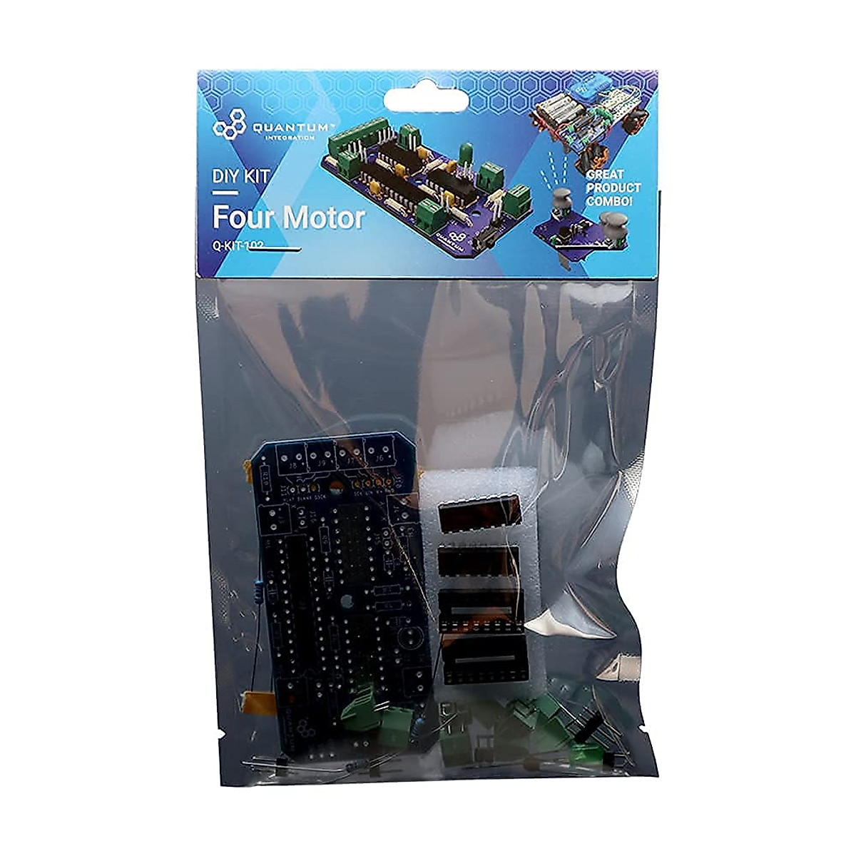 Quantum Four Motor Driver Soldering Projects DIY Electronics Kits with Online Documentation - Soldering Practice Kit for Learning Teaching, Compatible with Microcontrollers Like Arduino