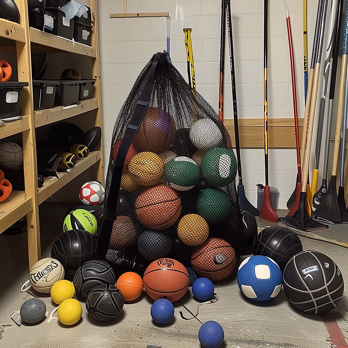 DoGeek Heavy Duty Soccer Ball Net Bag(10-12Balls) Basketball Mesh Ball Bag Soccer Ball Bags Mesh for Coaches Extra Large Mesh Drawstring Bags