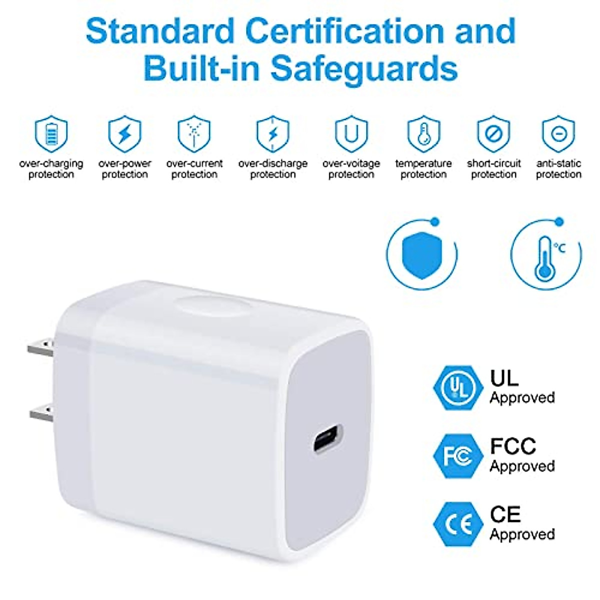 USB C Charger Block Fast Wall Charger Box for Samsung Galaxy A14 5G/A13/A23/A54/A03s/A53/S23/S21 FE/S22/S20 FE/Z Fold 4,iPhone 14/13/12/11/Pro Max,Pixel 7 6,2 Pack 20W Type C Charger PD Power Adapter