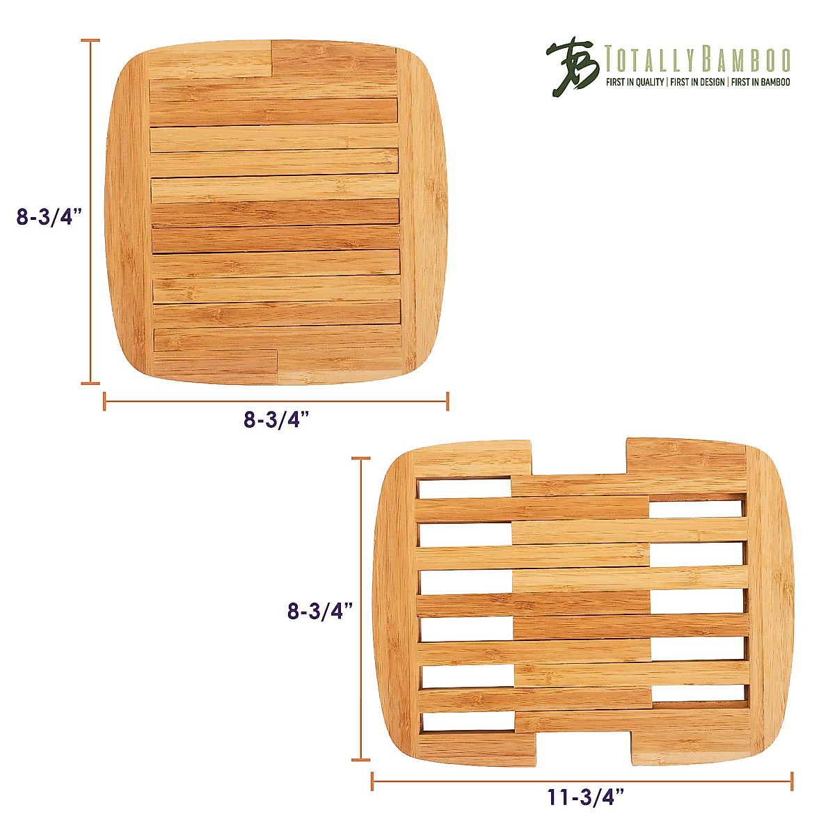 Totally Bamboo Expandable Bamboo Trivet, 8.75" by 8.75", Brown