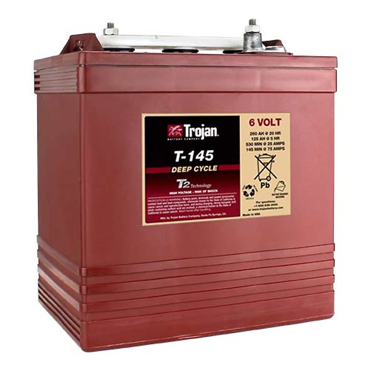 Trojan T145 6 Volt, 260 AH Deep Cycle Battery - 6 Pack