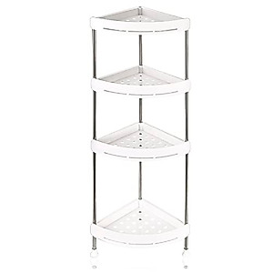 IYAR HOME 4 Tier Shower Caddy Organizer Shelf Corner Standing 12.99 x 9.45 x 32.68 Inches Shower Rack for Inside Shower & Kitchen Storage White