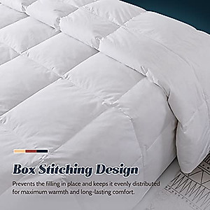 WhatsBedding California King Feather Down Comforter, White Lightweight Comforter, Luxurious Hotel Collection Bed Blanket Comforter,100% Cotton Cover Duvet Insert - Cal-King 104x96 Inch