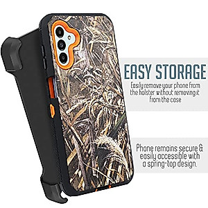 Thousandgear Designed for Samsung Galaxy A13 5G Holster Belt Clip Case Shockproof Heavy Duty Tough Hybrid Case Triple Protective Anti-Shock Resistant Mobile Phone Built in Screen Protector (Camo)