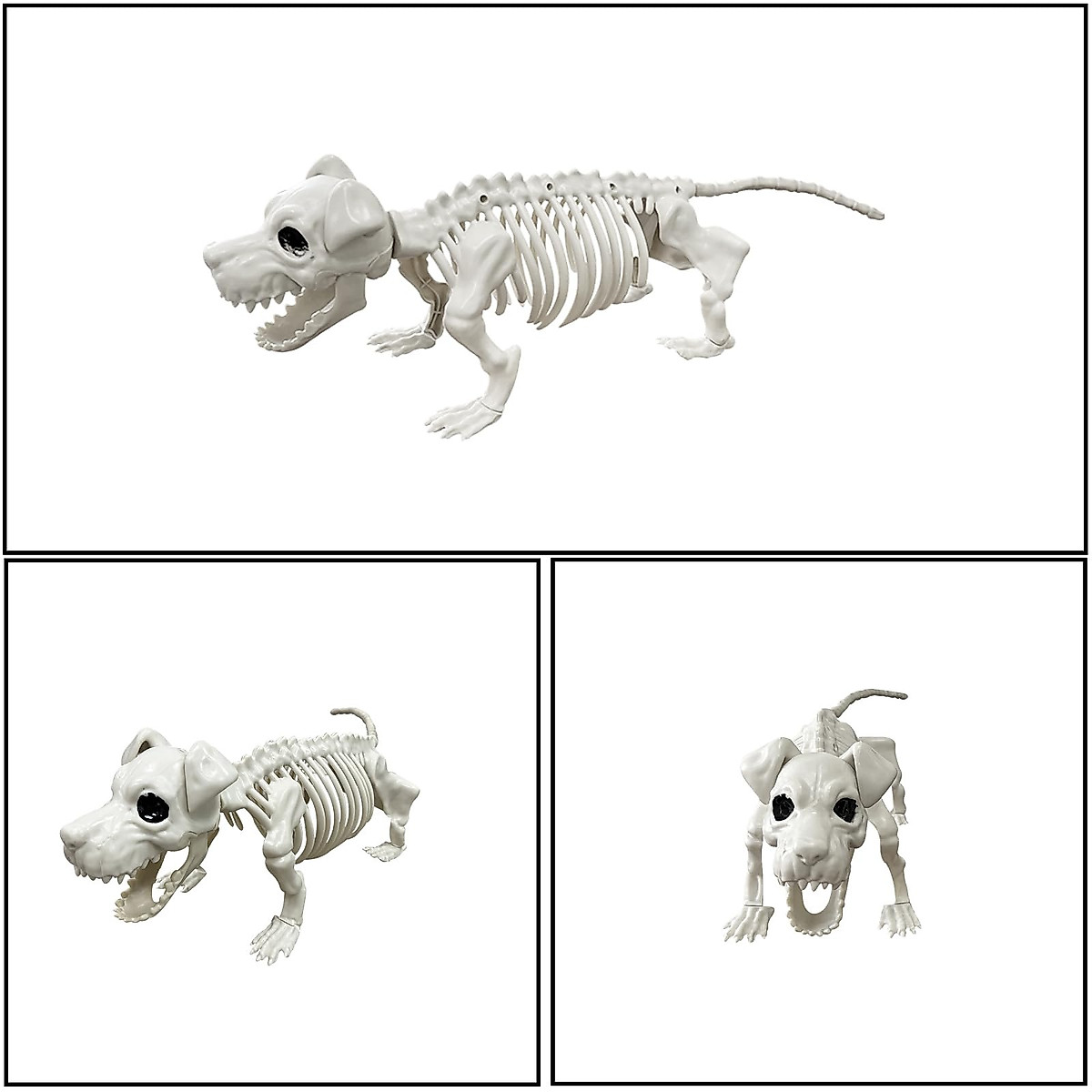 Wocst Halloween Skeleton 19” Pose-N-Stay Puppy Skeleton Plastic Dog Bones with Posable Joints Graveyard Prop for Fall Party Decor Indoor/Outdoor (Skeleton Dog)