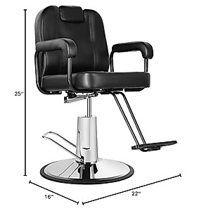 Beautymega Black Hydraulic Pump Styling Chair 360 Degrees Swivel Barber Chair Salon Spa Reclining Beauty Chair