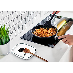Kwtzkuo® Funny Let's Cook Spoon Rest, White Ceramic Spoon Rest for Stove Top, Unique Gift for Cooking Lovers, Housewarming Gift Home Party BBQ Accessories