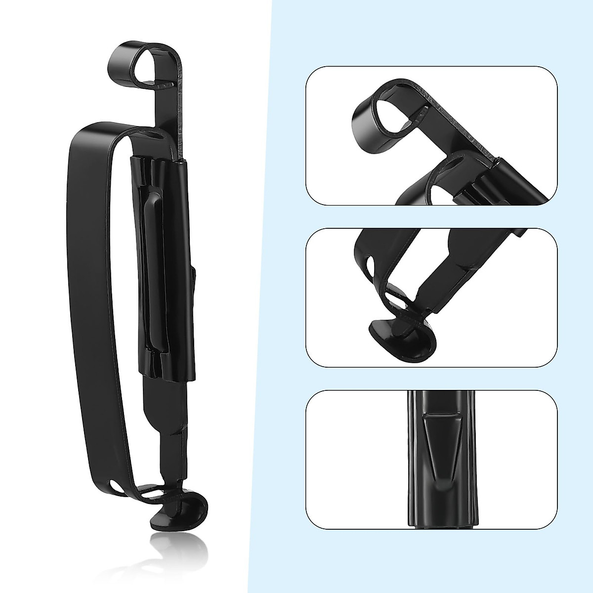 Yuxung 20 Pcs Metal Keepers Adapter Clip Belt Slides Strap Clip Holder Reusable Metal Connecting Clip for Belt Kettle Sling Bag Backpack Big Slots, Black