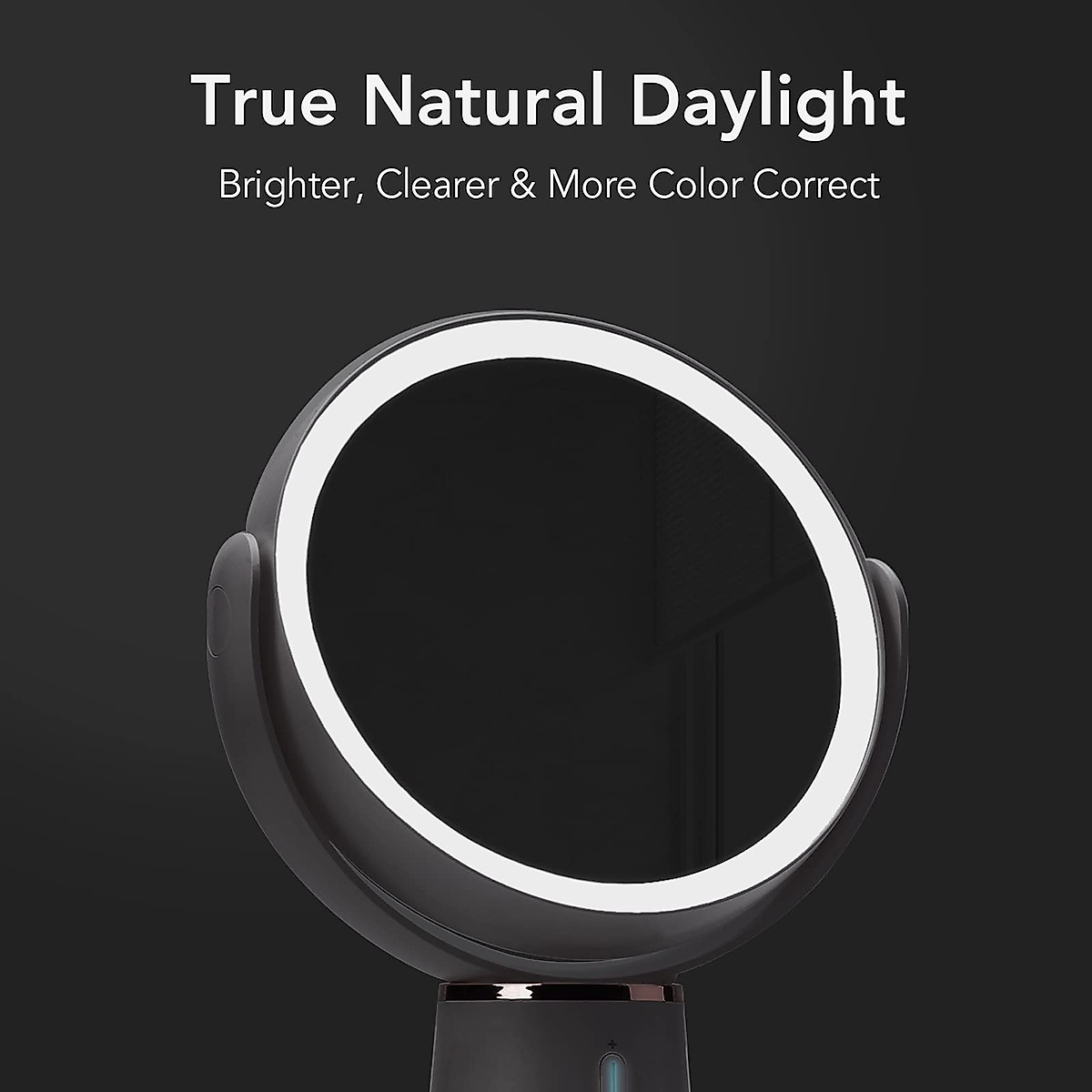 Fancii LED Lighted Magnifying Makeup Mirror with Double-Sided 1x/ 10x Magnification, Rechargeable and Adjustable Brightness, Large Tabletop Vanity Mirror (Nova)
