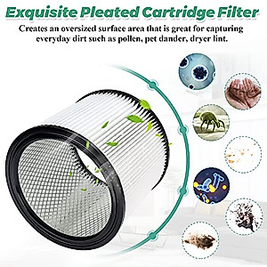 Replacement Cartridge Filter for Shop Vac 90304 90350 90333 by Techecook - 90350 90304 Shop Vac Filter fit Most Shop Vac Wet/Dry Vacuum 5 Gallon and Above, Reusable and Washable Synthetic Material
