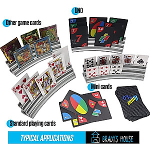BRADYS HOUSE - Extendable Plastic Playing Card Holder Set of 4 (Grey), Card Holders for Card Games