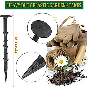 Aoipend 160 Pack Plastic Garden Lawn Stakes 6 inch Heavy Duty Landscape Anchors Spikes Rustproof Nail for Ground Lawn Edging, Weed Fabric, Tarp, Artificial Turf, Camping Tent