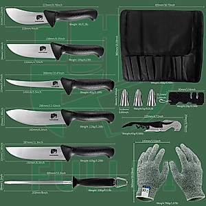 FULLHI 11PCS Butcher Knife Set with Magnetic Knife Block Holder, Non-slip butcher boning knife German Stainless Steel Chef Knife Set,Meat Processing Set for Home Kitchen,Slaughterhouse And Restaurant