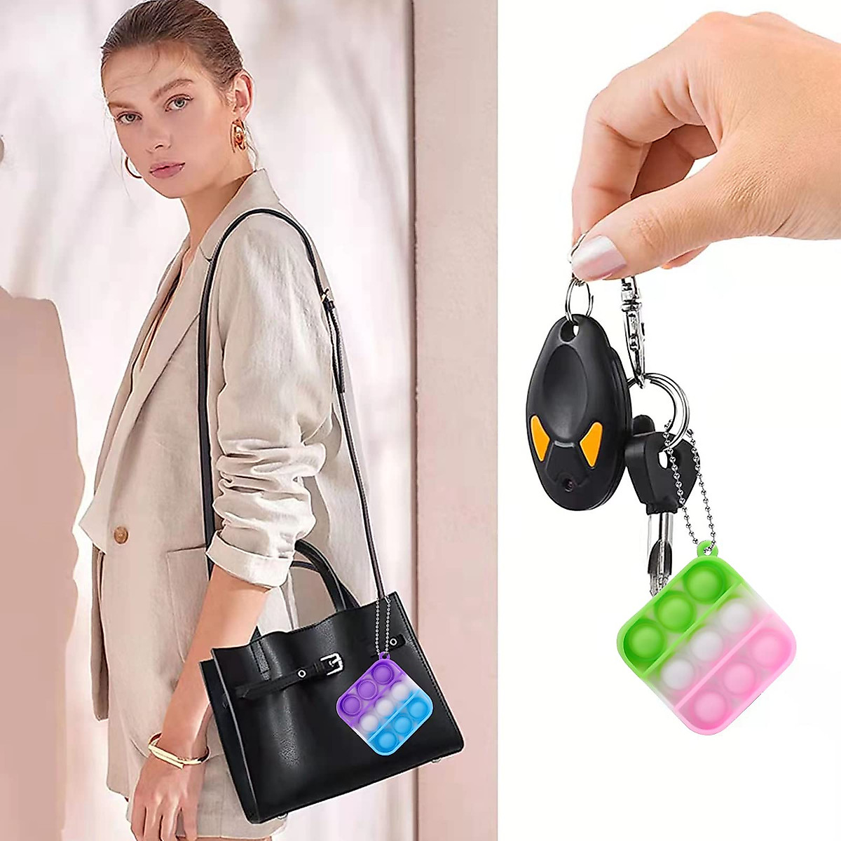 32 Pcs Mini Pop Fidget Toy Pack Simple Bubble Popping Keychain, Squeeze Rainbow Stress Relief Sensory Hand Toy, Office Desk Push Pops Bulk Toys for Kids Christmas Party Favors Student Gifts