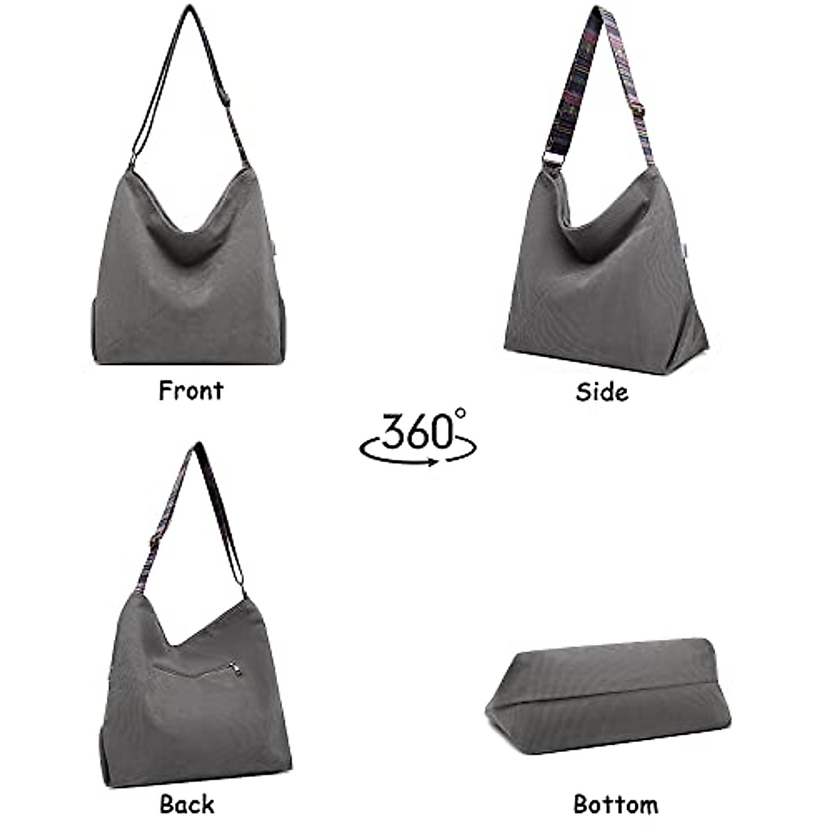 Tote Bag Women Large Crossbody Bag Stylish Handbag for Women Corduroy Hobo Bag Fashion shoulder Bag Purse (Black)