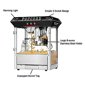 Great Northern Popcorn 269289FYN Countertop Style Popcorn Machine, 8oz, Black