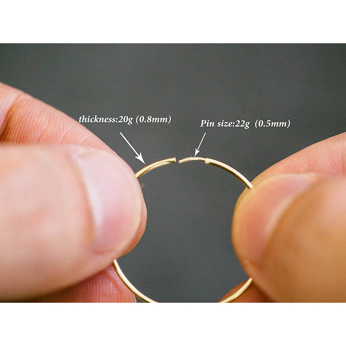 ONDAISY 1PCS 20G 8mm 14k Real Gold Round Hoop Tragus Helix Cartilage Daith Ring Ear Piercing Earring