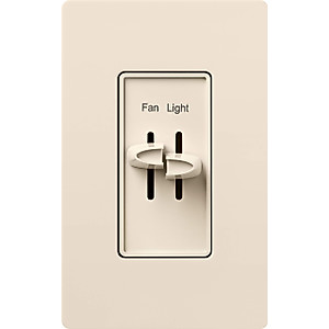 Lutron Skylark 3-Speed Combination Fan and Light Control, 1.5 Amp, Single-Pole, S2-LFSQ-LA, Light Almond