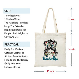 ZHANTUONE Teacher life Tote Bag, The Best Birthday Gift for Teachers, Appreciation Gifts for Teachers Birthday，Appreciation Graduation Gifts for Teachers，Teacher Holiday Graduation Present