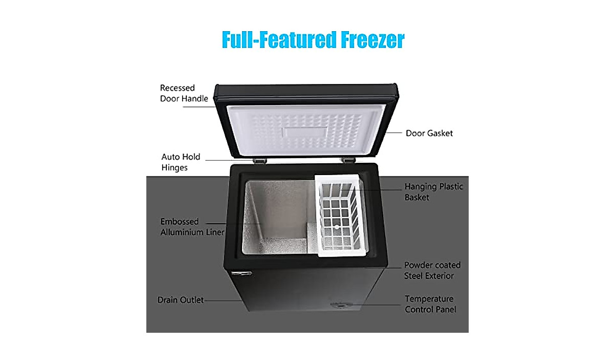 Chest Freezers Compact Mini Deep Freezer WANAI 3.5 Cu.Ft Free-standing ...