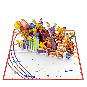 iGifts And Cards Happy 19th Red Birthday 3D Pop Up Greeting Card – Awesome 19 Birthday Card Son, Daughter, Turning Nineteen Birthday Gift Granddaughter, Grandson, Unique Present, 5" X 7"