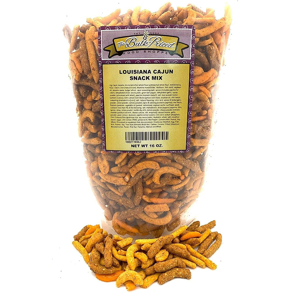 Louisiana Cajun Snack Mix, Bulk Size, (1 lb. Resealable Zip Lock Stand Up Bag)