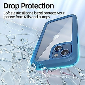 WXR for iPhone 13 Mini case/iPhone 12 Mini case,Soft Silicone Bumper & Crystal Clear Hard PC Back and Hard PC Inner,3in1 Heavy Dropproof Case for iPhone 13 Mini/iPhone 12 Mini 5.4 inch. (Blue)