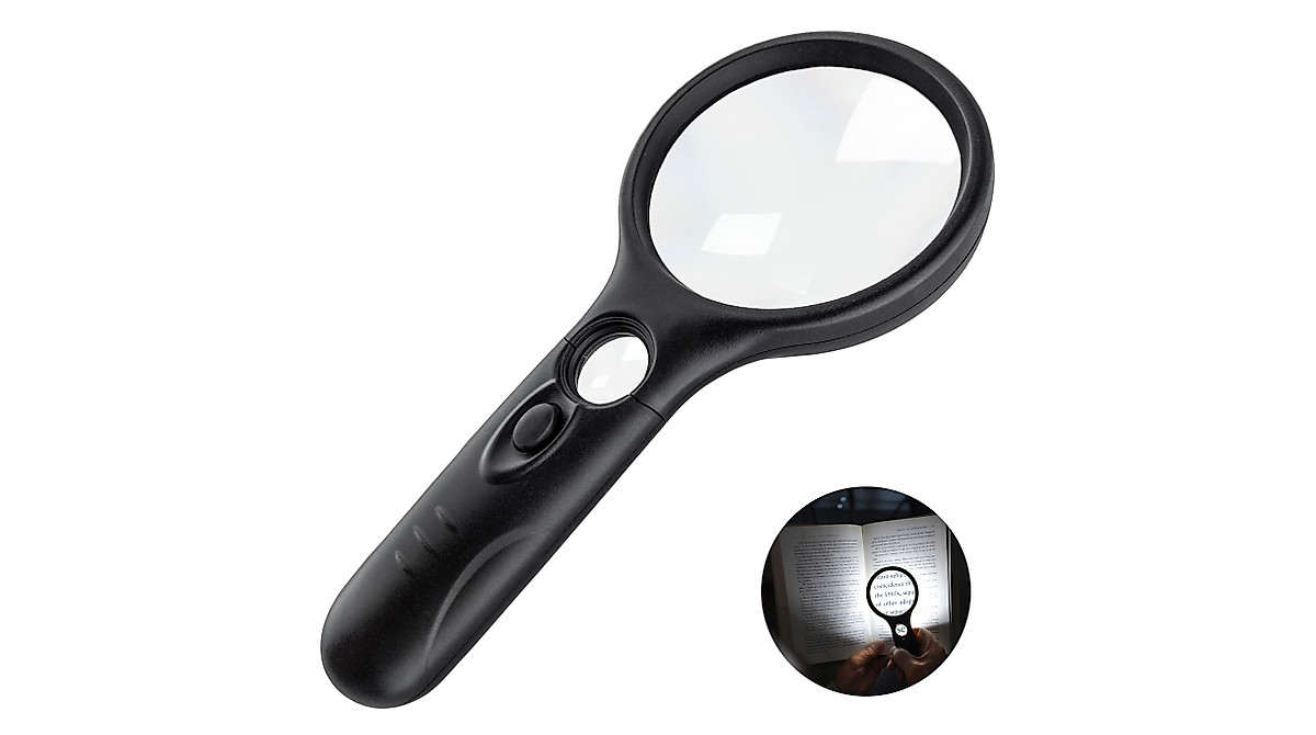 SeeZoom Lighted Magnifying Glass 3X & 45X - Portable LED Magnifier