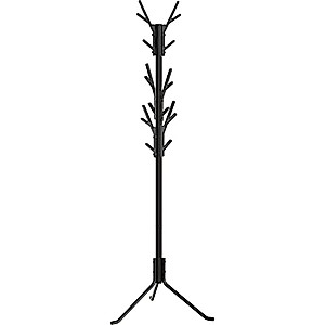 Simple Houseware Standing Coat and Hat Hanger Organizer Tree Shaped Rack, 18 Hooks, Black