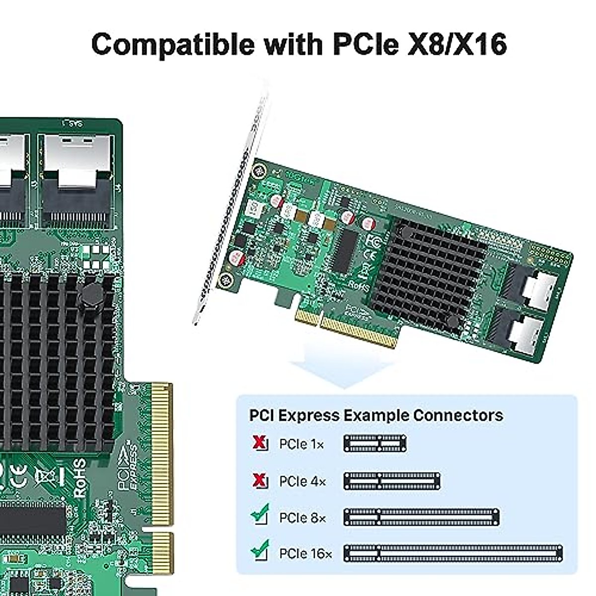 Internal PCI Express SAS/SATA HBA RAID Controller Card, SAS2008 Chip, X8, 6Gb/s, Same as SAS 9211-8I